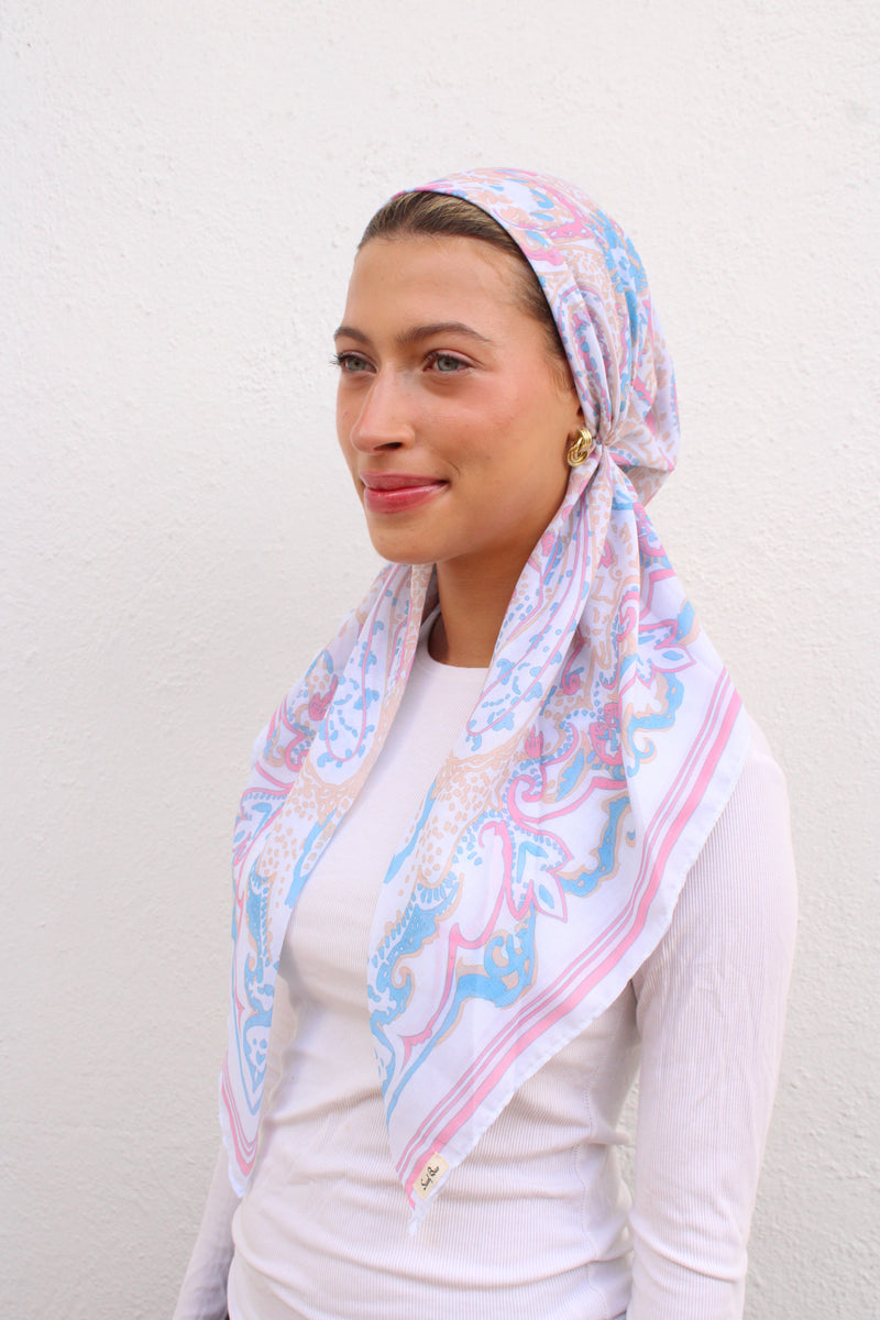 CLASSIC PRETIED Paisley Pink Head Scarf (WITH VELVET GRIP) – Scarf Bar