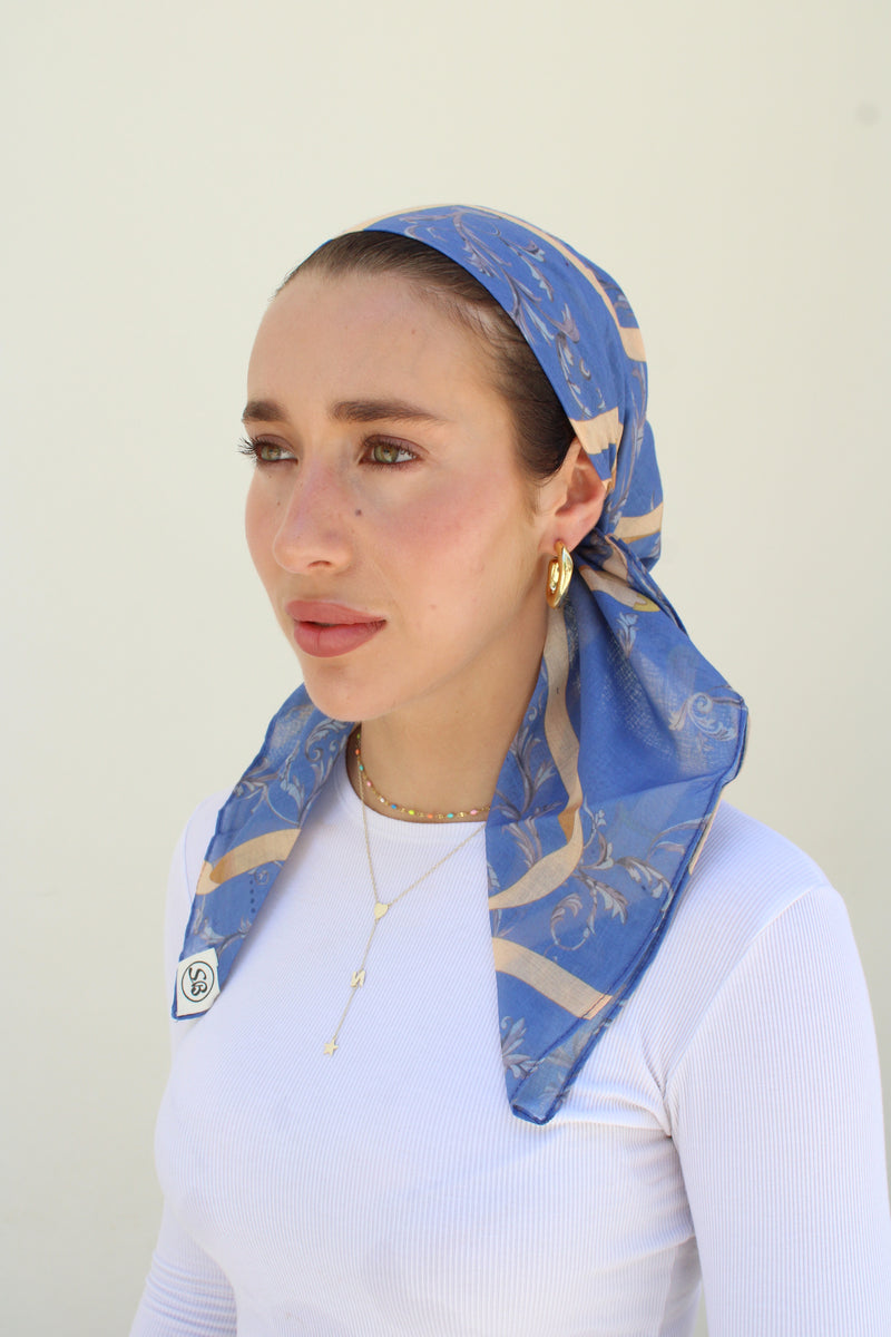 Slate Blue Chains Square Head Scarf – Scarf Bar