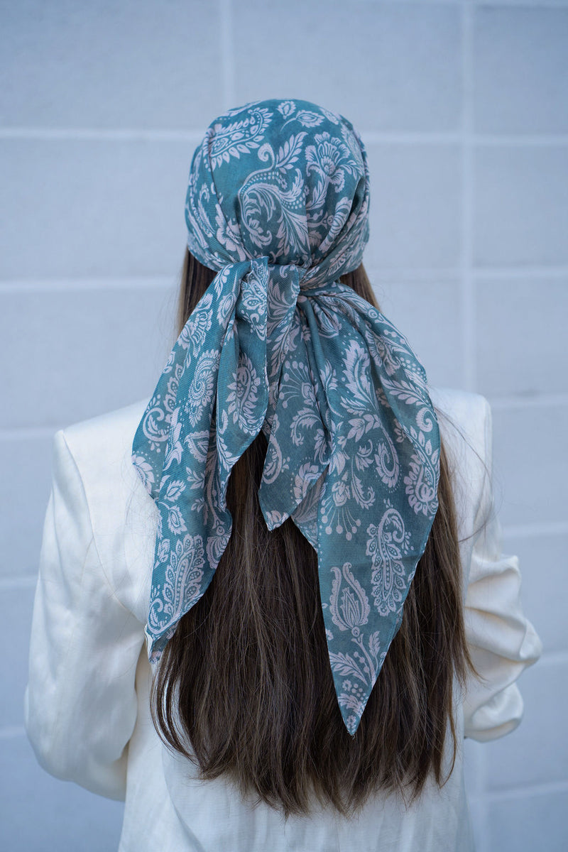 Sage Motifs Square Head Scarf – Scarf Bar